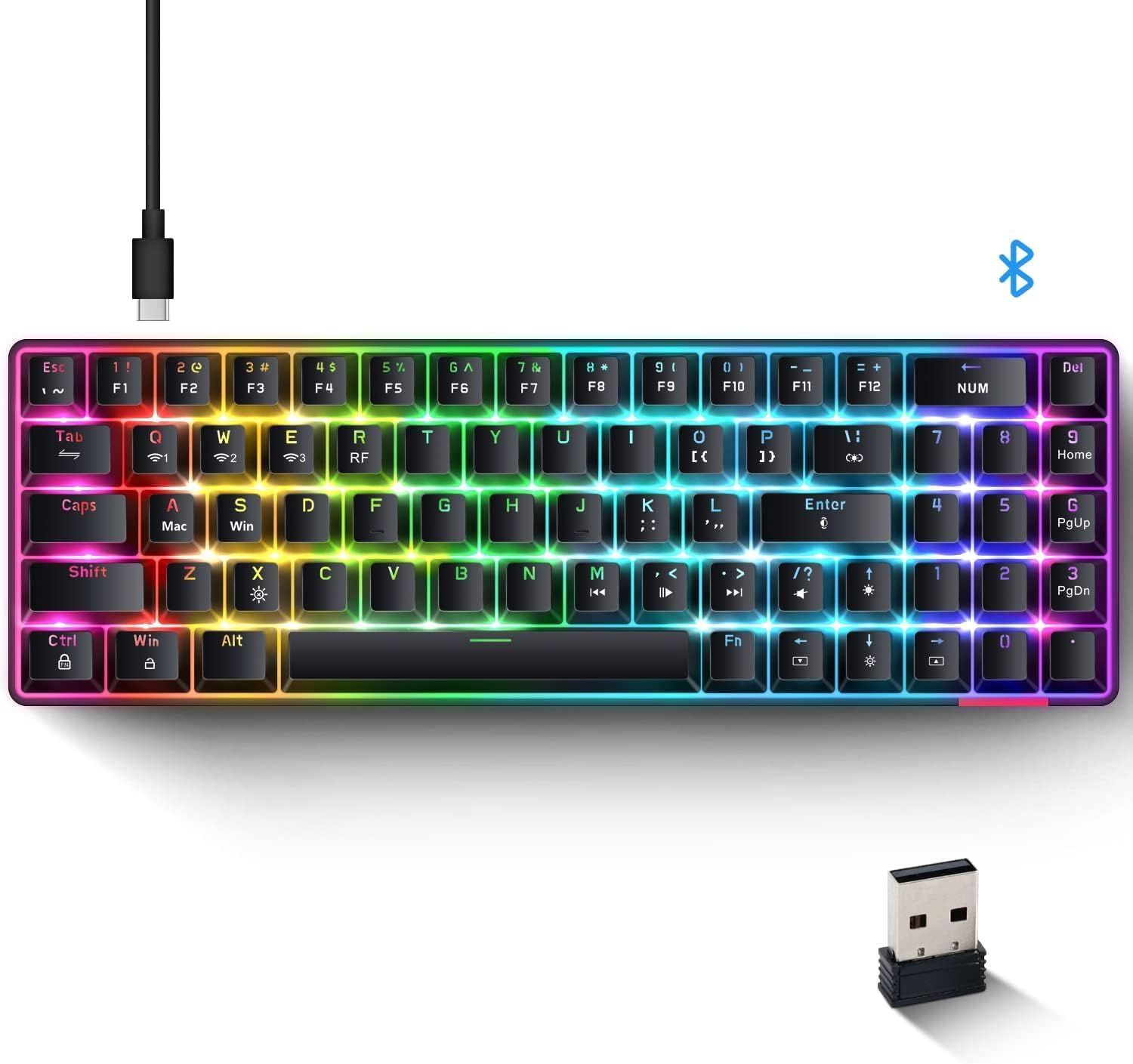 A.JAZZ Compact Hot-Swappable Wireless 60% Mechanical Gaming Keyboard ...