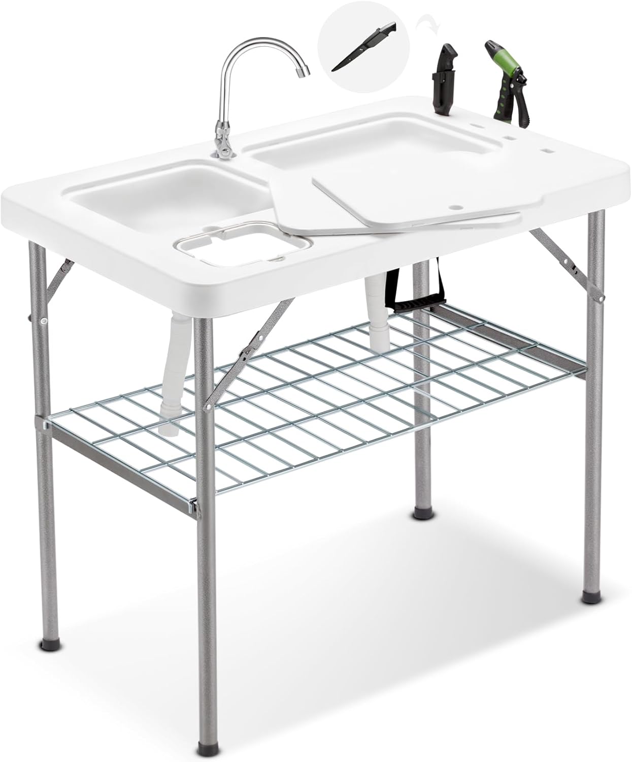 Amazon.com: Avocahom 37" Folding Fish Cleaning Table Portable Camping ...