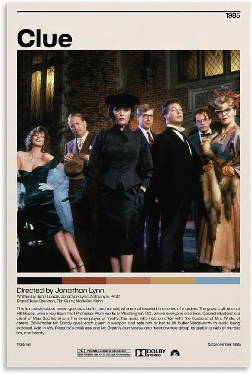 Amazon.com: VALKEM Clue Movie Poster Minimalist Vintage Poster Canvas ...