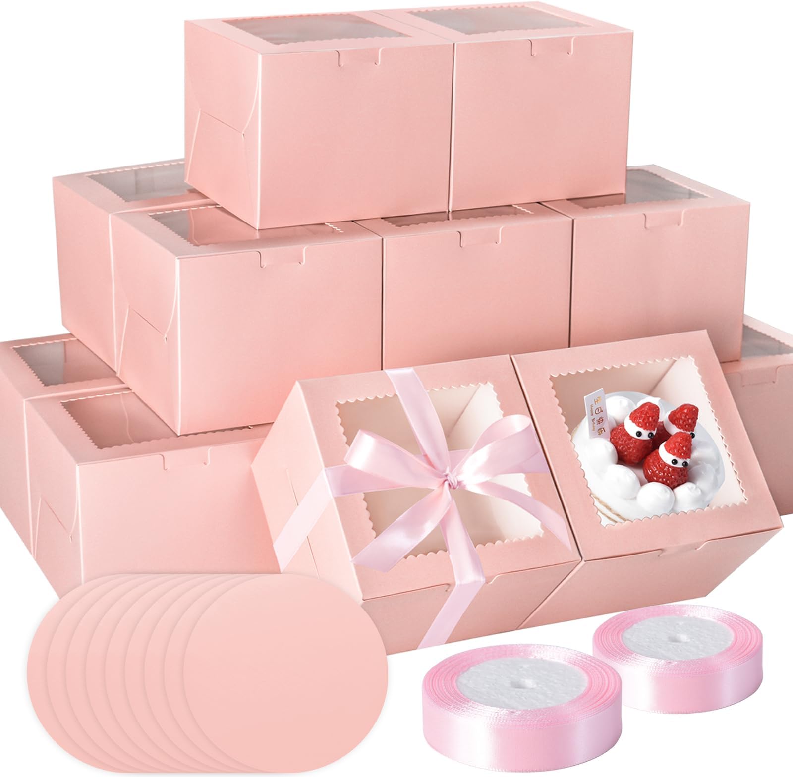 Amazon.com: KPOSIYA 40pcs 6x6x5 inch Mini Cake Boxes with Cake Boards ...