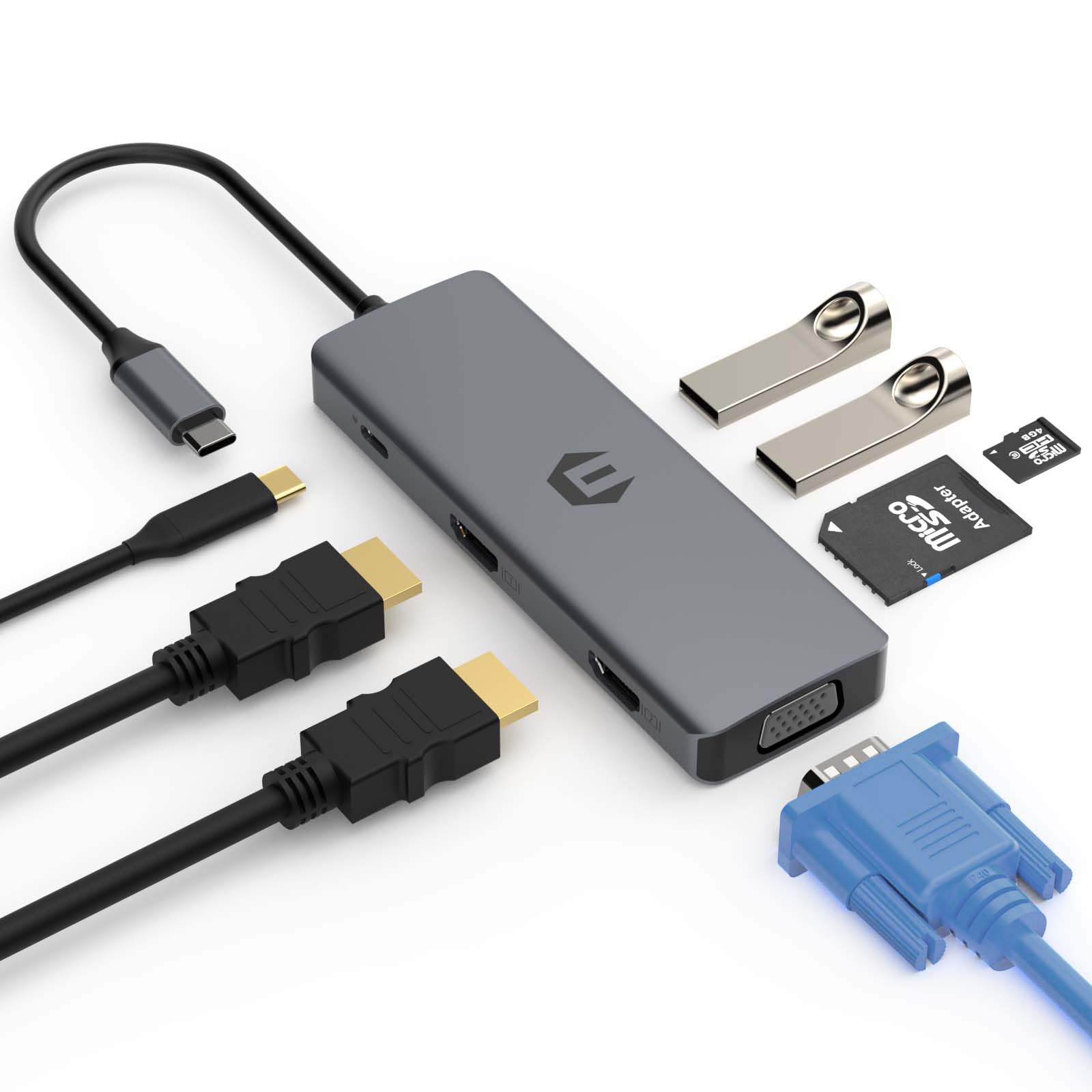 Snapklik.com : Docking Station, USB C Hub, TOTU 9 In 1 Triple Display ...