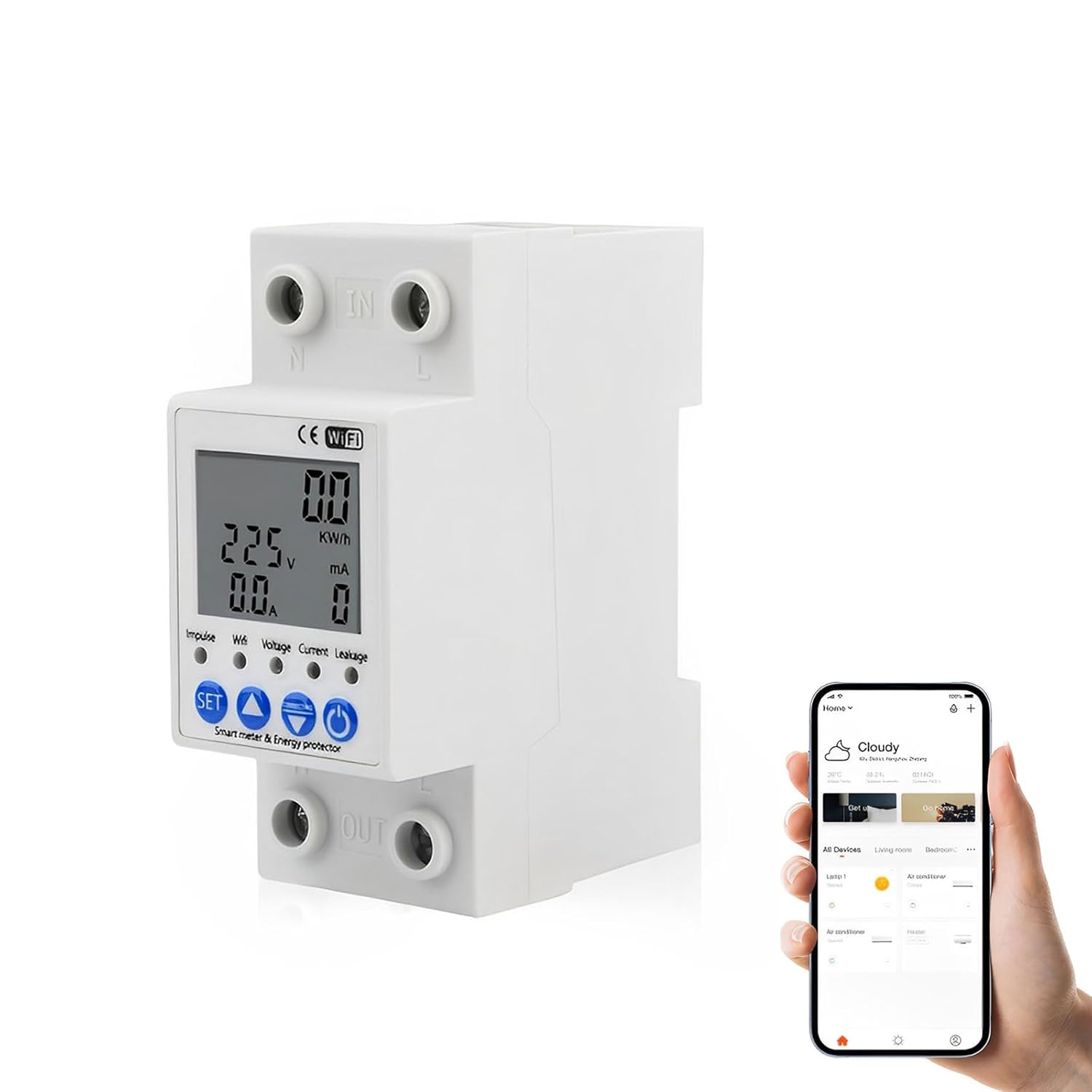Diymore Smart Meter Energy Monitor Single Phase Electric Meter, KWh ...