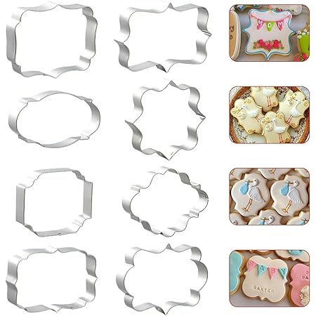 Amazon.com: 10 PCS Plaque Frame Cookie Cutters Set Fondant Tiles ...
