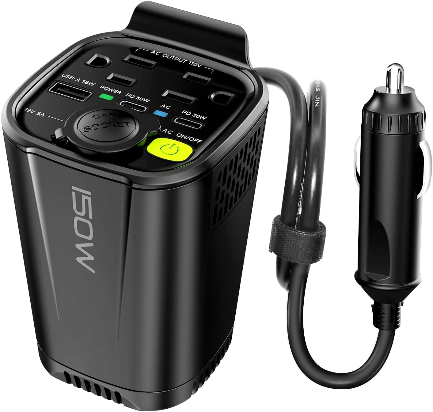 Amazon.com: YIXXI Inversor de corriente para automóvil de 150 W, portavasos CC de 12 V a 110 V ...