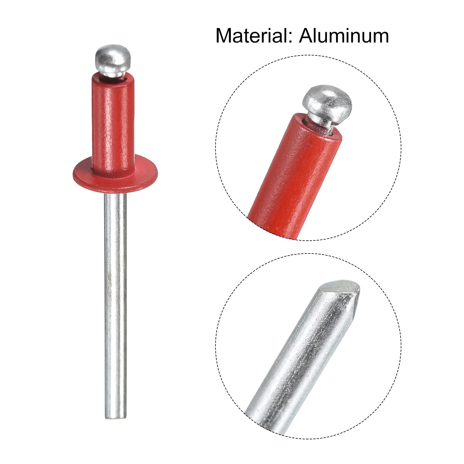uxcell Aluminum Blind Rivets, 4mm x 8mm (5/32" x 5/16") Open End Rivet ...