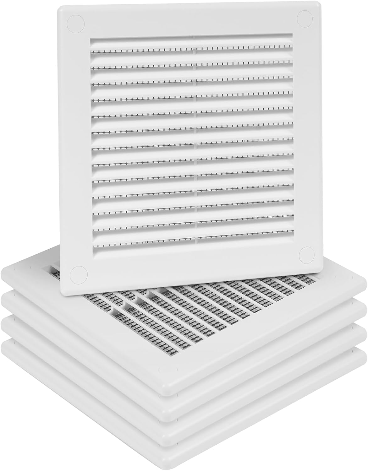 HVAC OV 5pack 4.5" x 4.5" Inch (Grille Dimensions) White Plastic Square ...