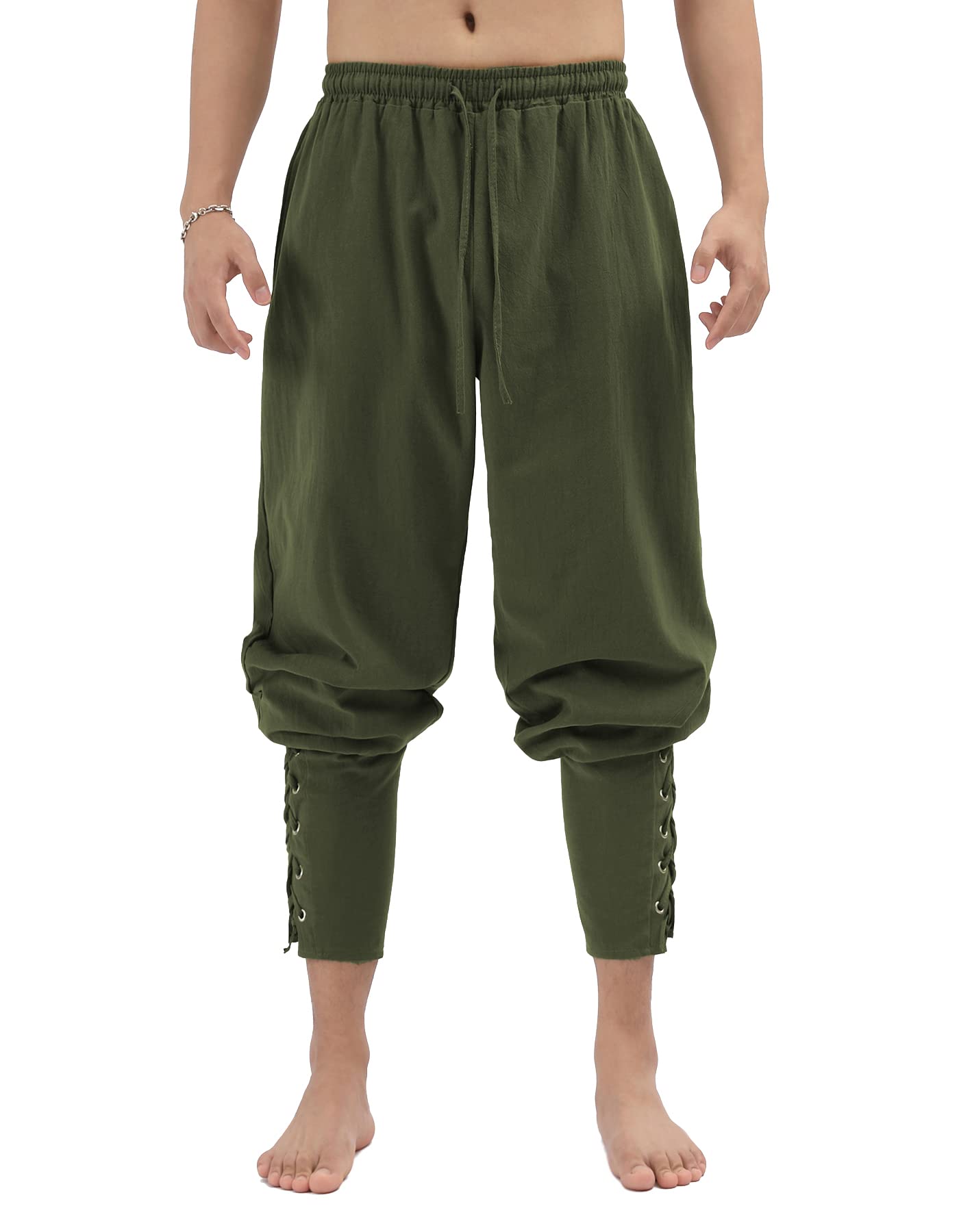 Amazon.com: JIEFULL Men's Ankle Banded Gothic Pants Renaissance Pirate ...