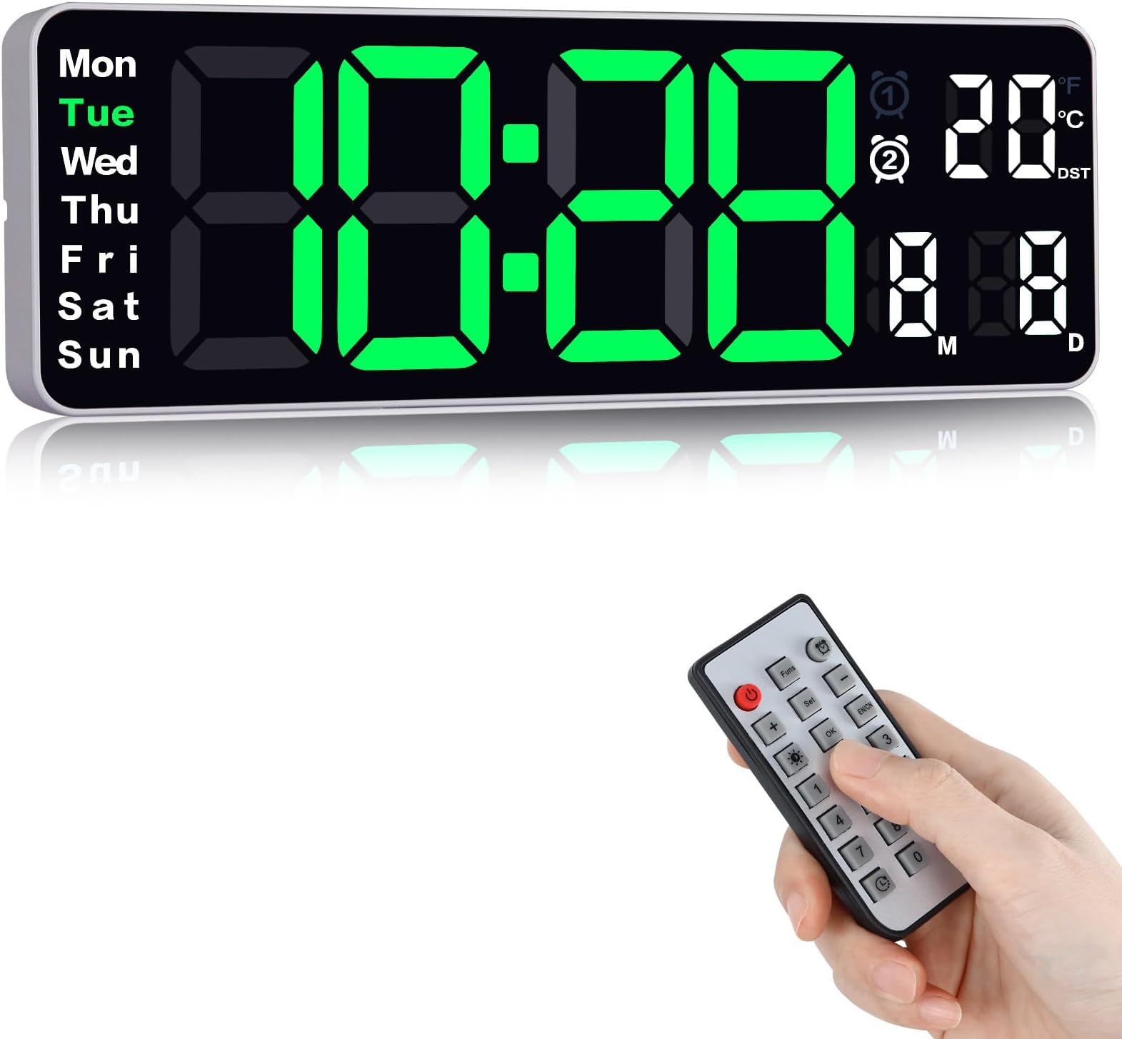 11.5" Digital Clock Wall Clock, Large Digital Wall Clock with Remote ...