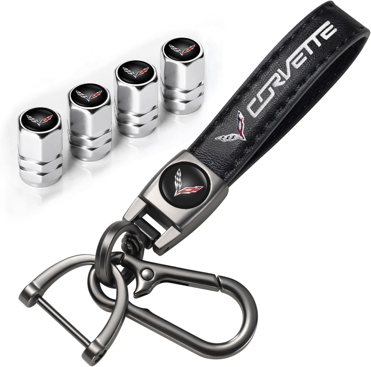 Amazon.com: Car Tire Valve Stem Caps and Car Keychain Keyring Combo ...