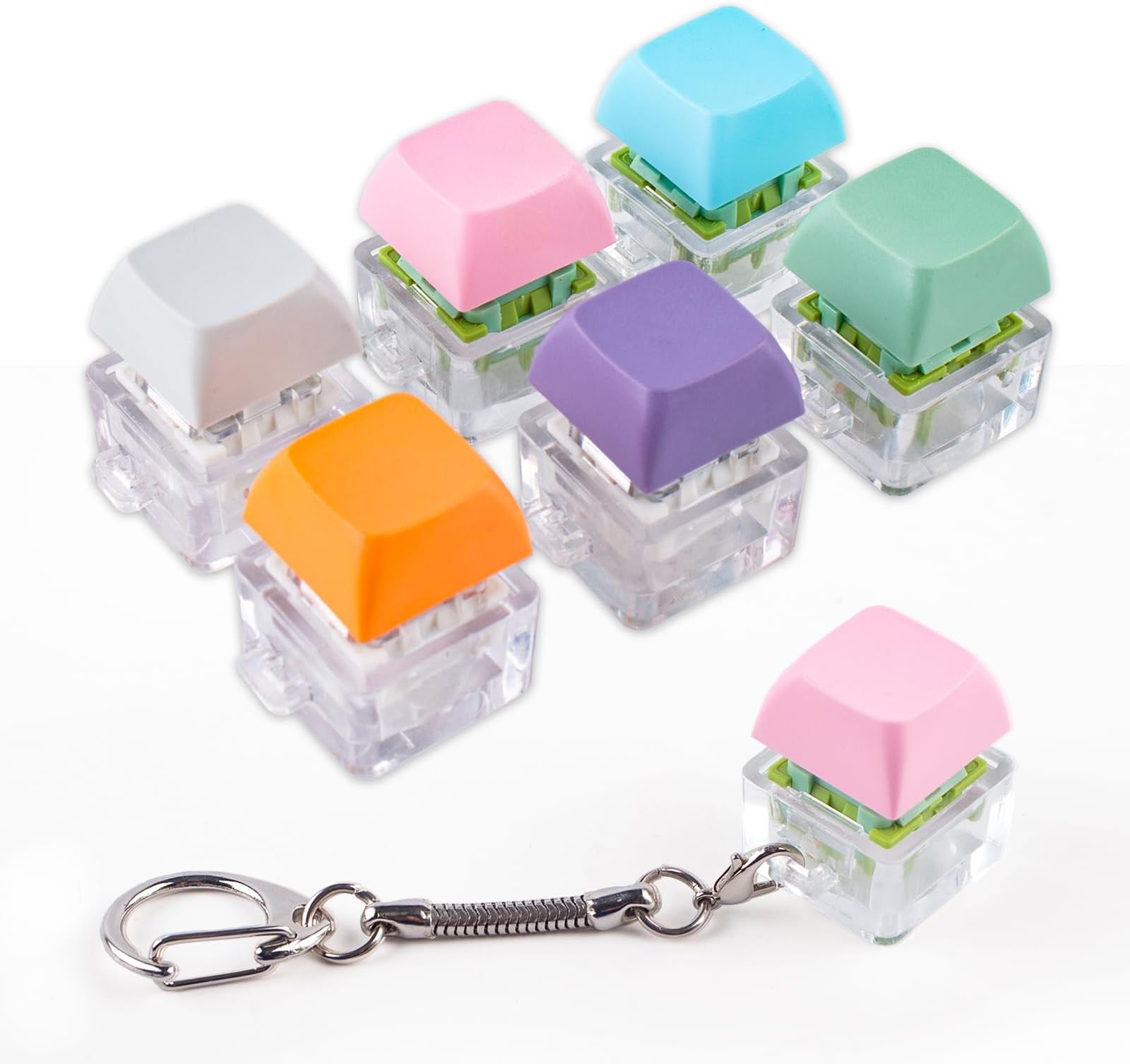 Byhoo 6 Pcs Keyboard Fidget Toy Silent&Normal Fidget Keyboard Keychain ...