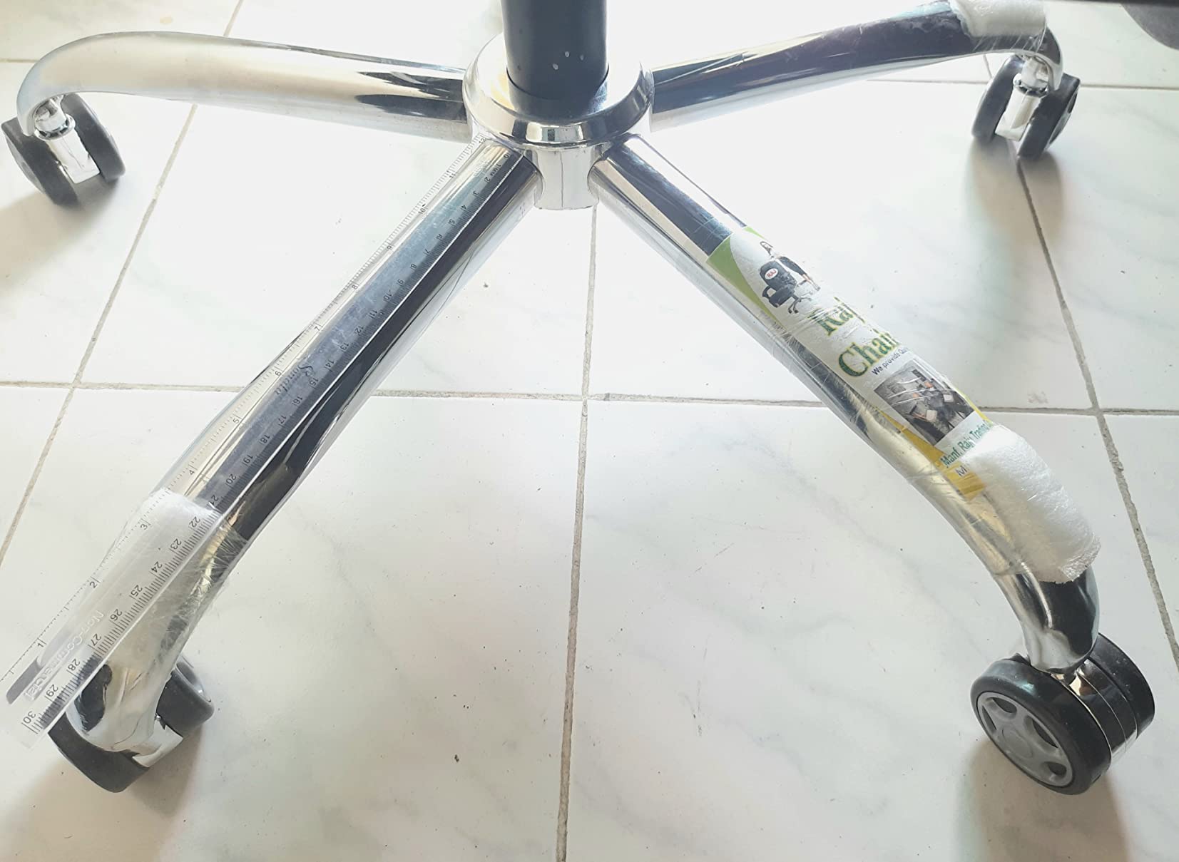 RAJCHAIR Revolving Steel Chrome Chair Base | Twin Caster Alloy 100% ...