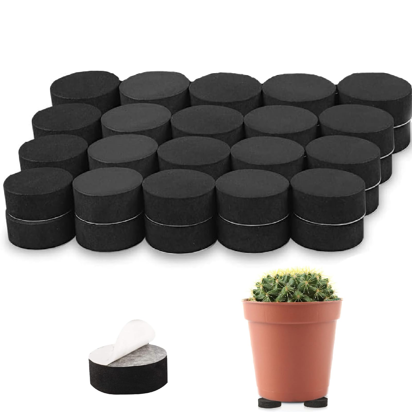40PCS Invisible Plant Pot Feet, Pads Round Black Flower Pot Feet Risers ...
