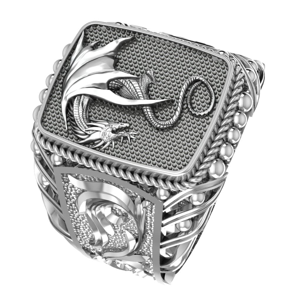 Amazon.com: 925 Sterling Silver Dragon Ring for Men Gothic Animal ...