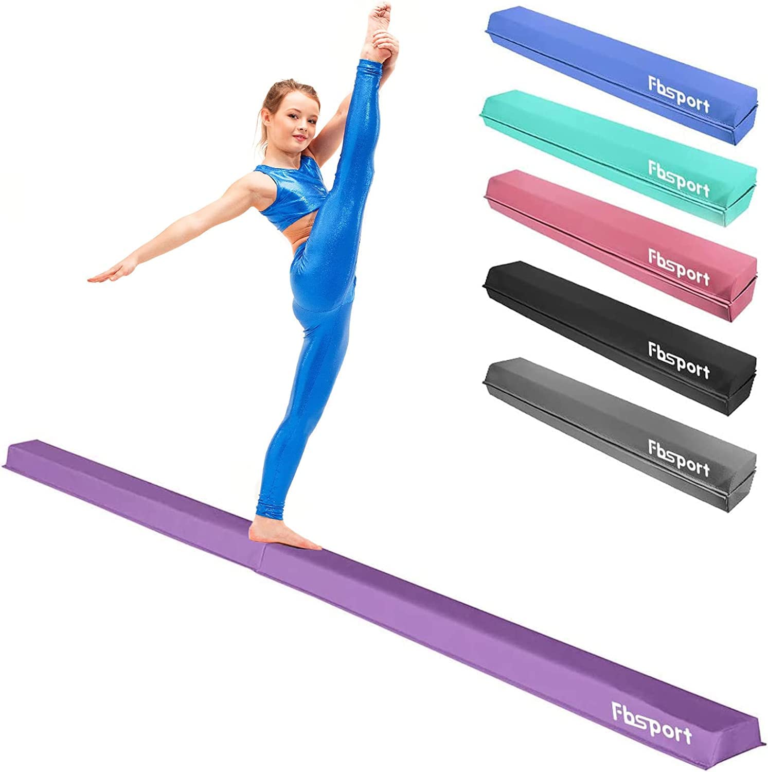 FBSPORT 8ft/10ft Balance Beam Folding Floor Gymnastics Beam Equipment ...