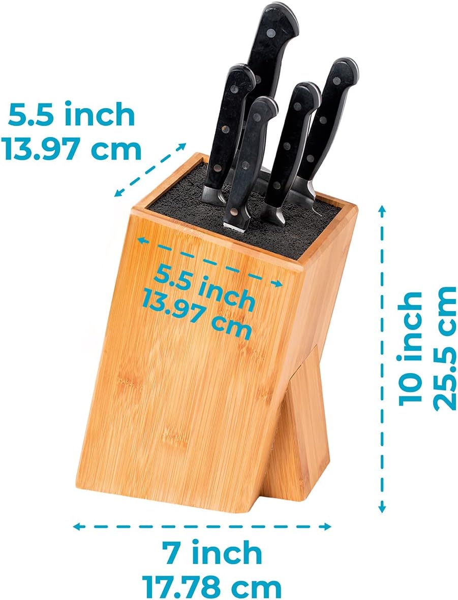 XL Large Universal Knife Block without Knives - Bamboo Countertop Knife ...