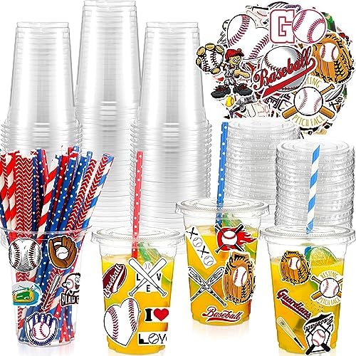 Amazon.com: Dandat 50 Sets Baseball Party Favors Cups 14 oz Disposable ...
