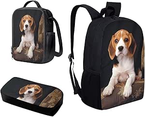 Amazon.com | Horeset Beagle Puppy Print 3 Piece School Bag Backpack ...