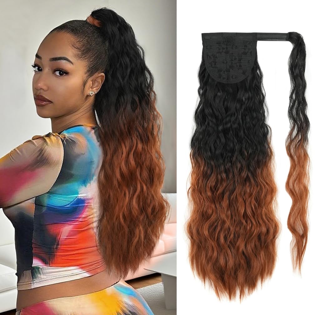 Amazon.com : quesdom Corn Wave Ponytail Extension Wrap Around Pony Tail ...