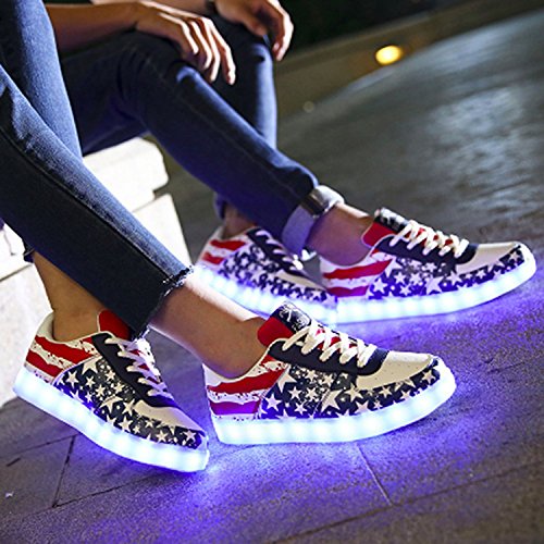 Buy Monika Creations Sport Shoes Unisex USB Rechargeable US Flag LED ...