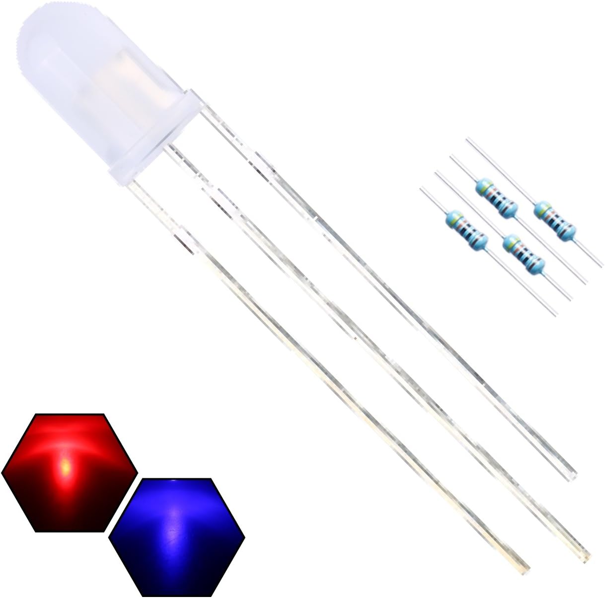 EDGELEC 100pcs 5mm Red & Blue Lights Bi-Color LED Diodes Common Anode ...