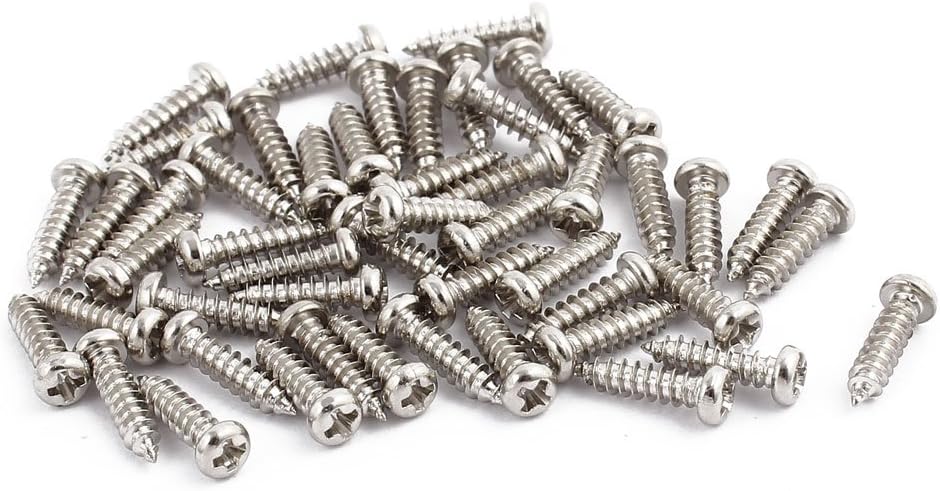 uxcell 50pcs M2.5x10mm Stainless Steel Phillips Round Pan Head Self Tapping Screws Bolts: Amazon ...