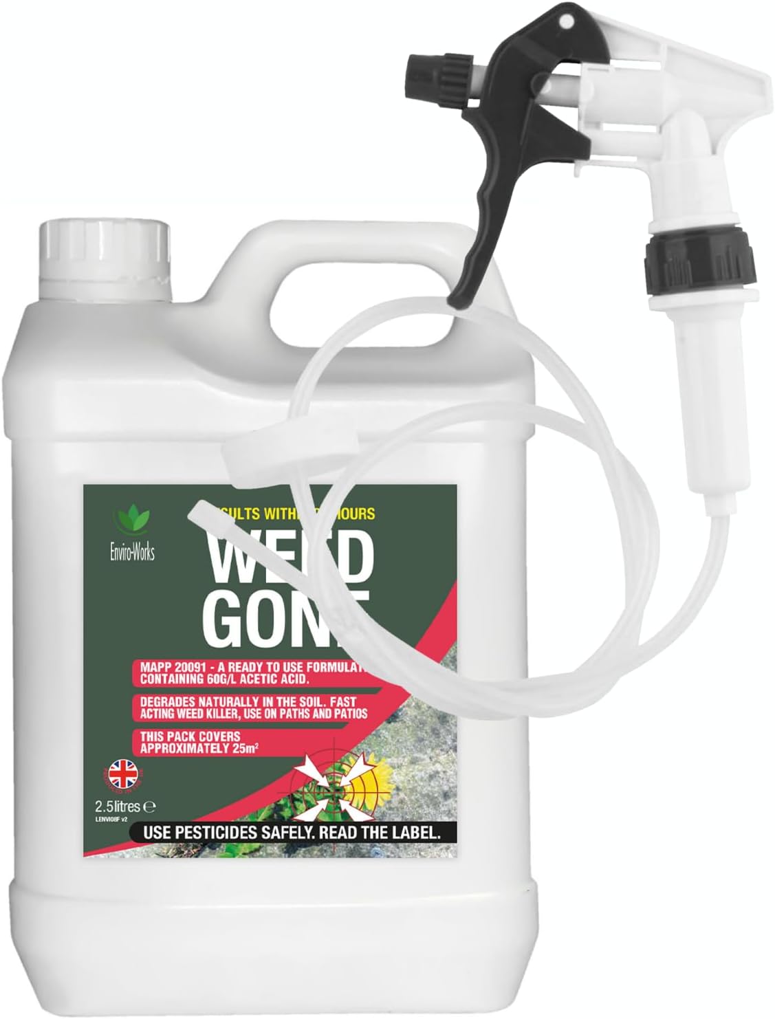 Enviro Works Weed Gone 5L Fast Acting Weedkiller Long Hose Trigger ...
