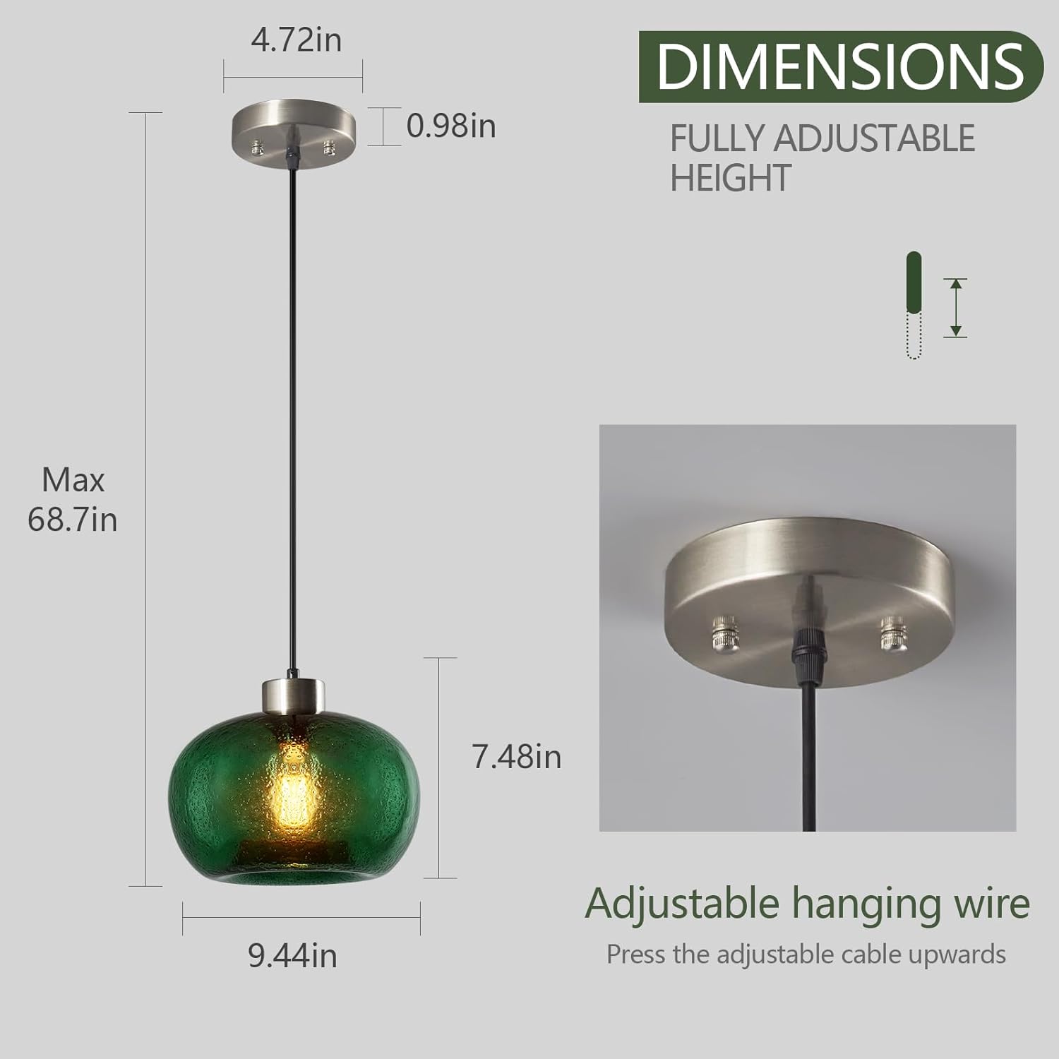 Blown Glass Pendant Lights Kitchen Island Modern Brushed Nickel Pendant ...