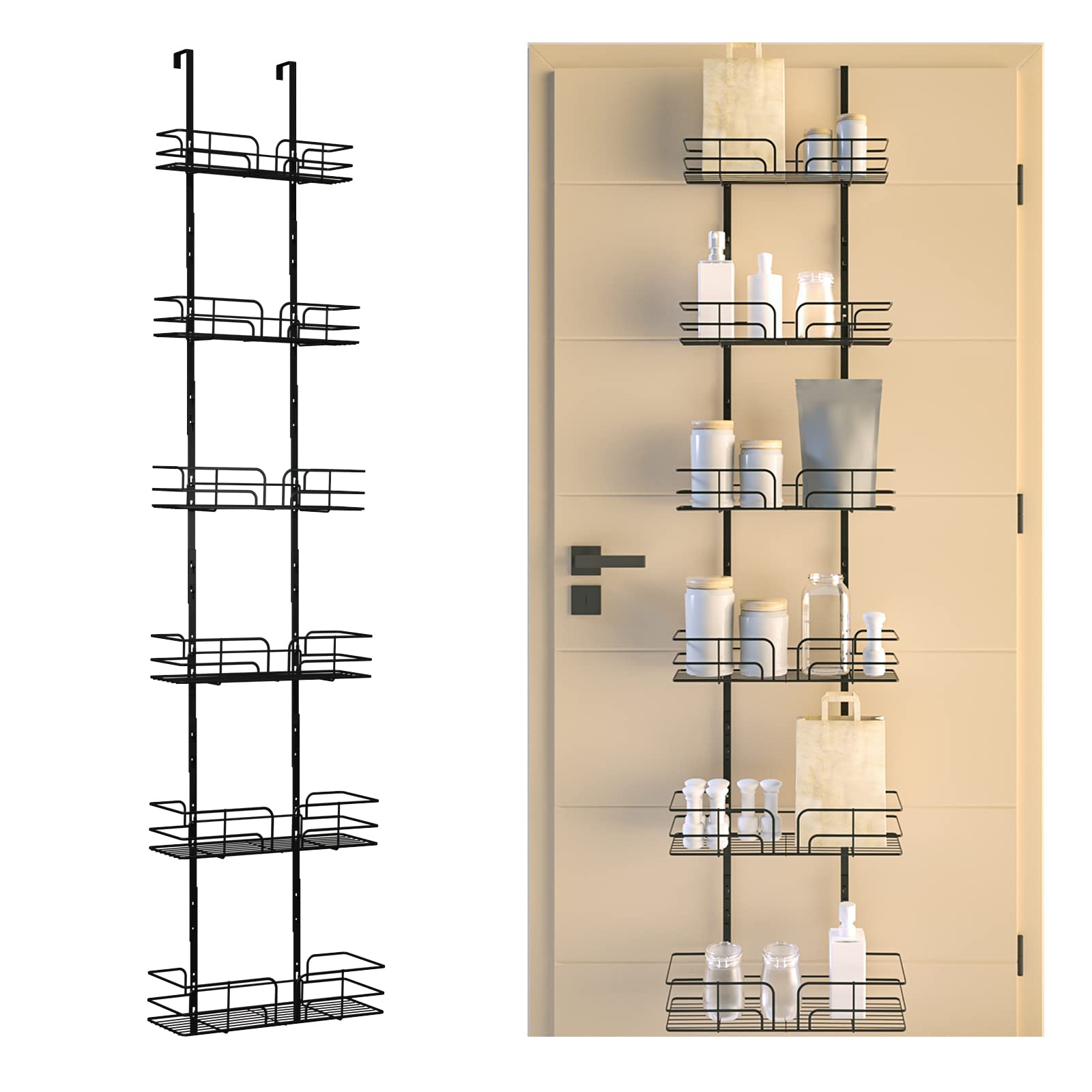 OMNINOVA Over The Door Pantry Organizer, Heavy-Duty Metal Pantry Door ...