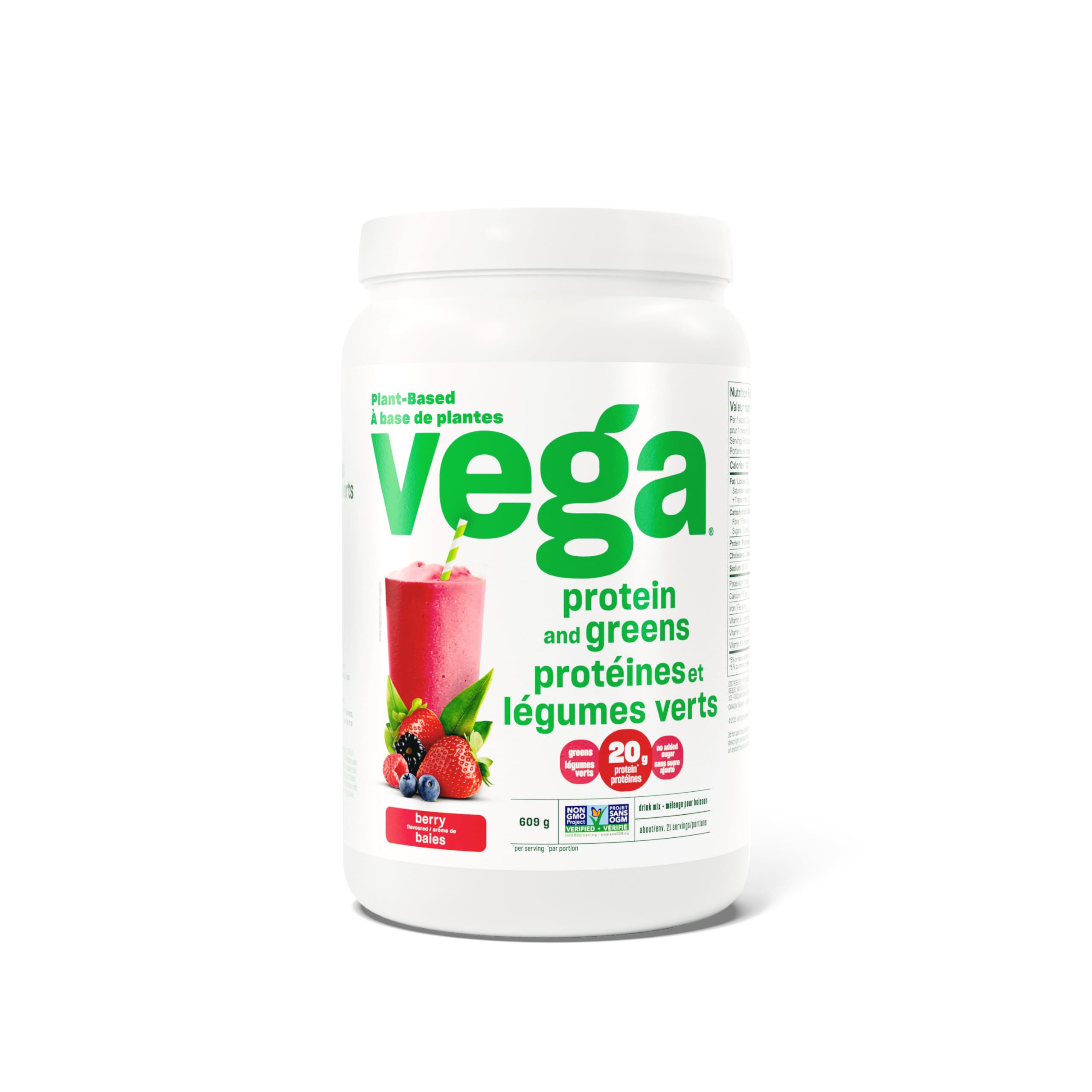 Vega Protein and Greens Berry (21 Servings) Plant Based Protein Powder ...