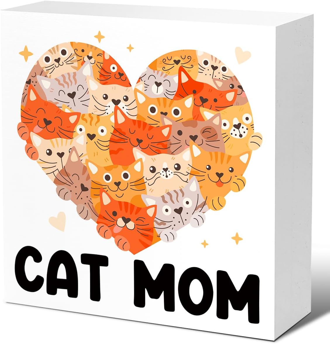 Amazon.com: LVQHI Cute Cat Mom Wood Block Sign,Cat Mom Wooden Box Sign ...