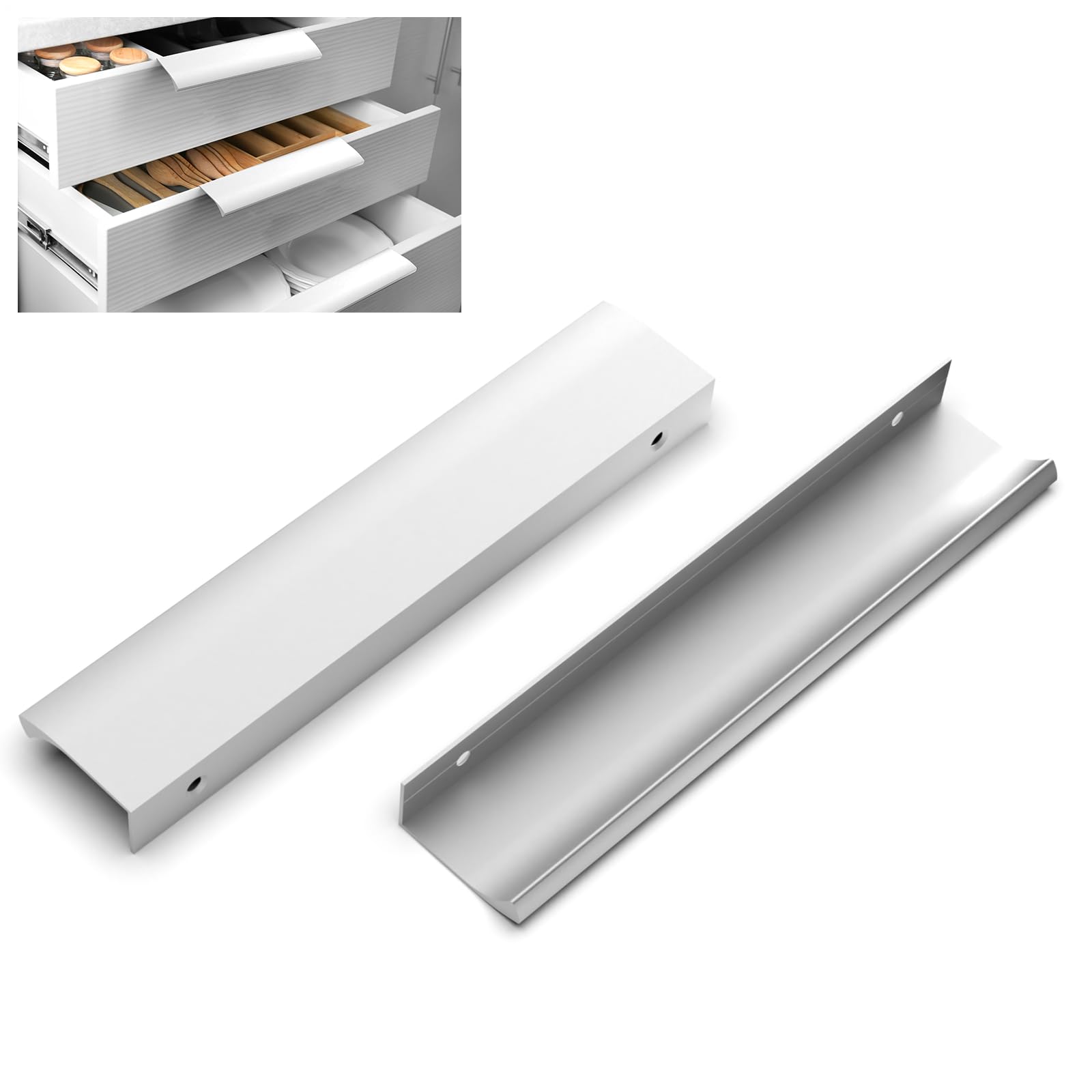 FURNIWARE Drawer Pulls, Pack of 10 Finger Edge Pull Concealed Handle ...