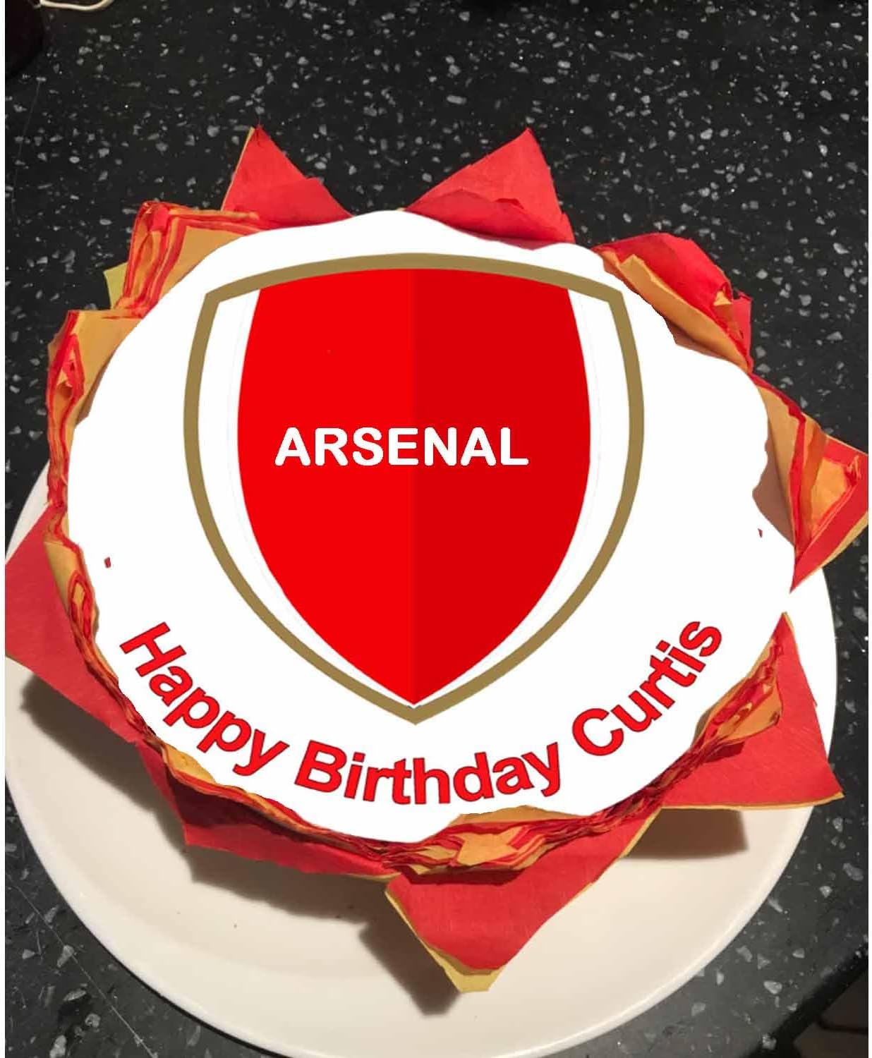 Arsenal Personalised Cake Topper - Edible Icing Sugar or Wafer Paper, 7 ...