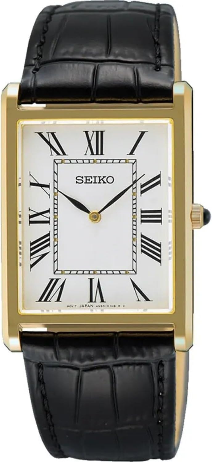 Seiko Vestido clássico (27,2 mm) mostrador branco/pulseira de couro ...