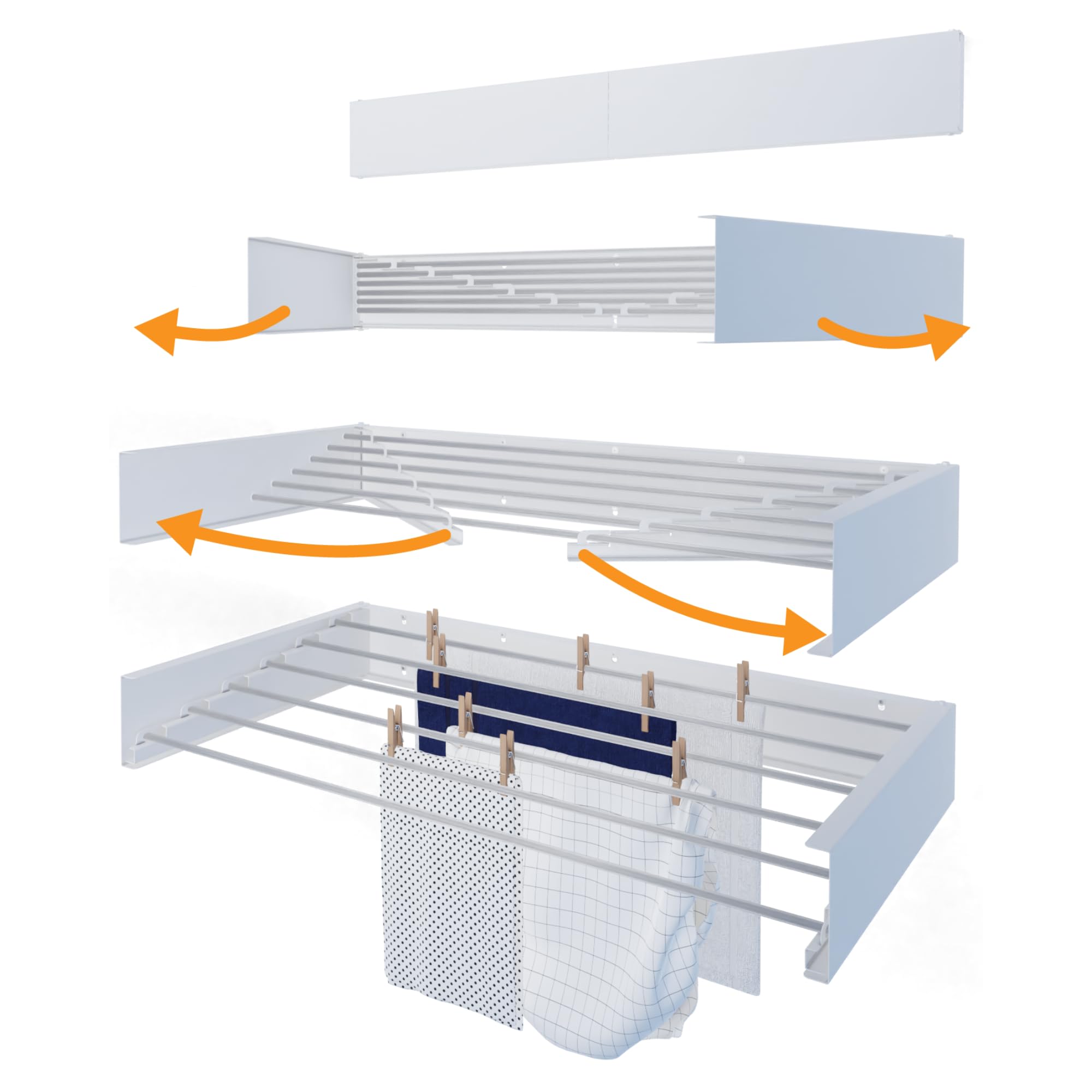 Hot Flow Glide Foldable Wall Mounted Clothes Rack, Retractable Clothes ...