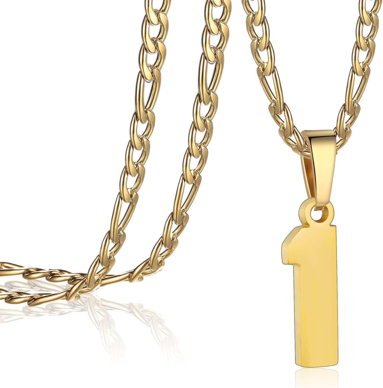 Amazon.com: AIAINAGI Number Necklace for Men Stainless Steel Gold ...