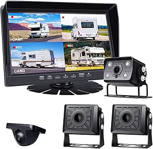 Amazon.co.jp: Wired Backup Camera, Built-in Recorder, 10" Split Quad ...