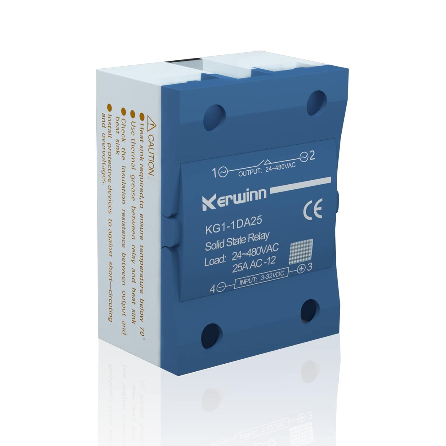 KERWINN Solid State Relay DC to AC 25A Input 3-32VDC to Output 24 ...