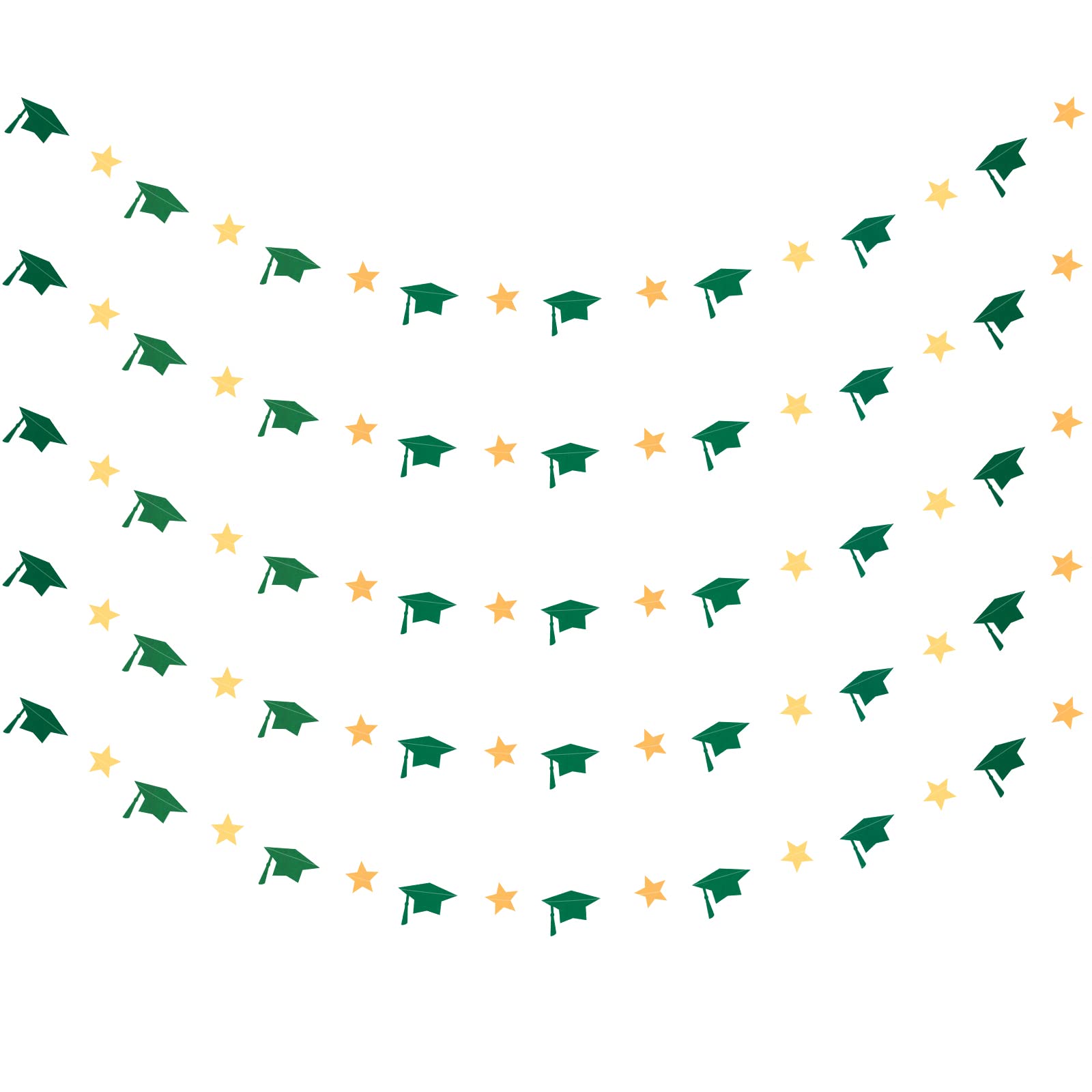 Amazon.com: 5Pcs Green and Yellow Graduation Cap Star Garland ...