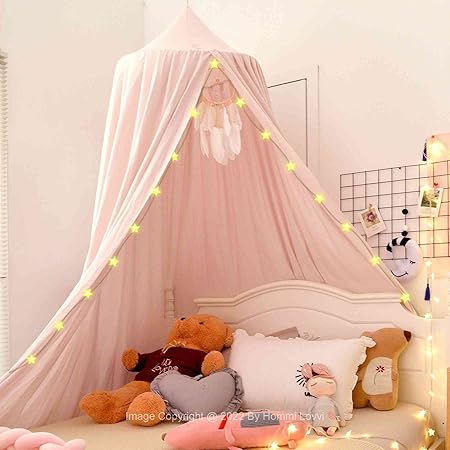 Amazon.com: Hommi Lovvi Bed Canopy for Girls, Dreamy Frills Ceiling ...