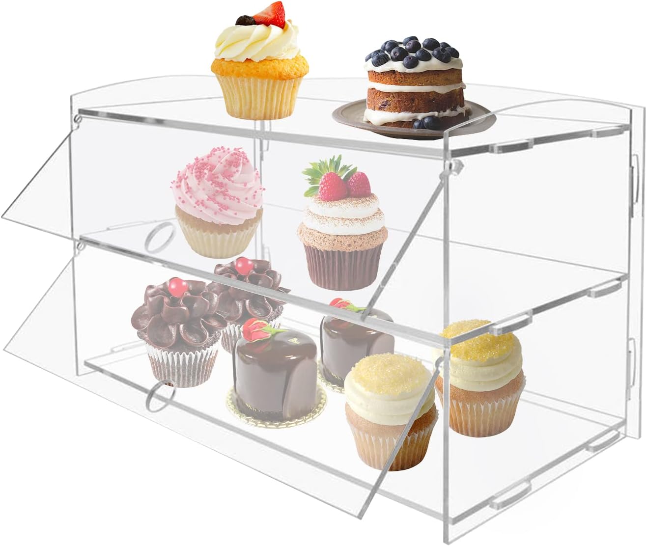 Amazon.com: Geetery 3 Tier Pastry Display Case with Serving Tong, Clear ...