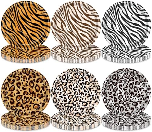 Amazon.com: 48 Pieces Animal Print Paper Plates – 7 Inch Disposable ...