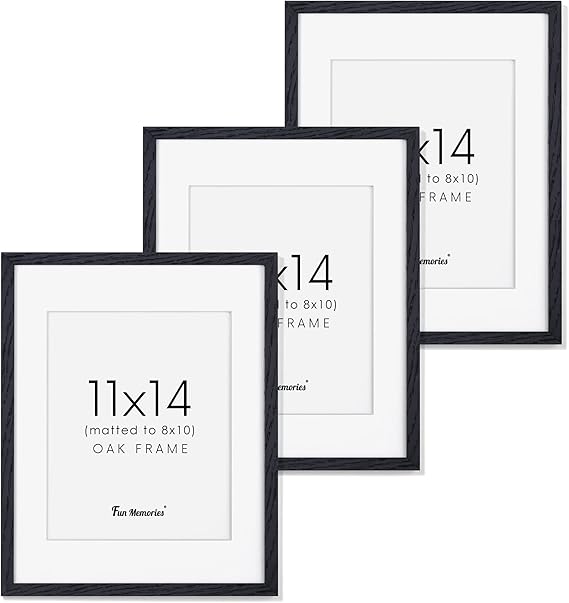 Amazon.com - 11x14 Picture Frames Set of 3, Solid Oak Wood Frame 11 x ...