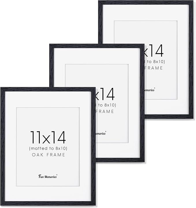 Amazon.com - 11x14 Picture Frames Set of 3, Solid Oak Wood Frame 11 x ...