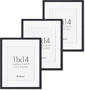 Amazon.com - 11x14 Picture Frames Set of 3, Solid Oak Wood Frame 11 x ...