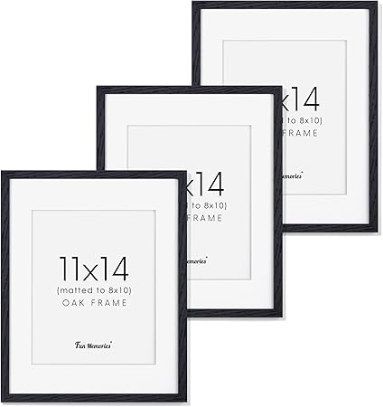 Amazon.com - 11x14 Picture Frames Set of 3, Solid Oak Wood Frame 11 x ...
