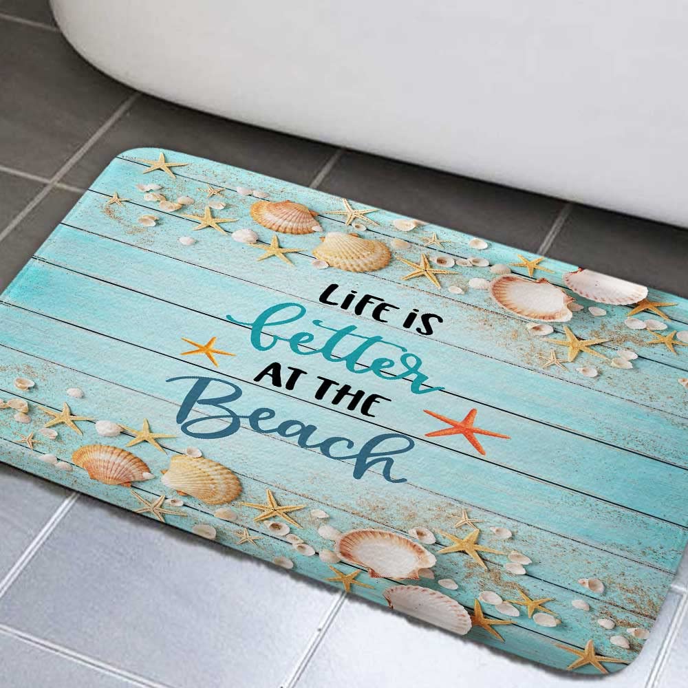 Amazon.com: Beach Bathroom Rugs, Seashells Beach Door Mats Seashell ...