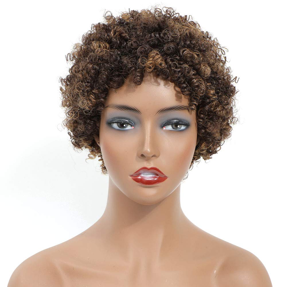 Ms Taj Short Afro Kinky Curly Human Hair Wigs for Black Women Brazilian ...