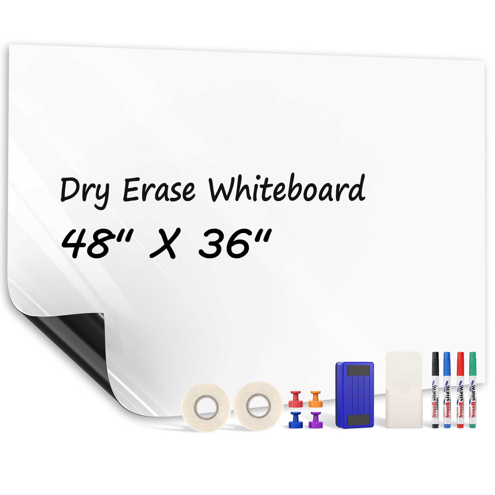 Amazon.com : MaxGear White Board 48"x36" Dry Erase Board Adhesive ...