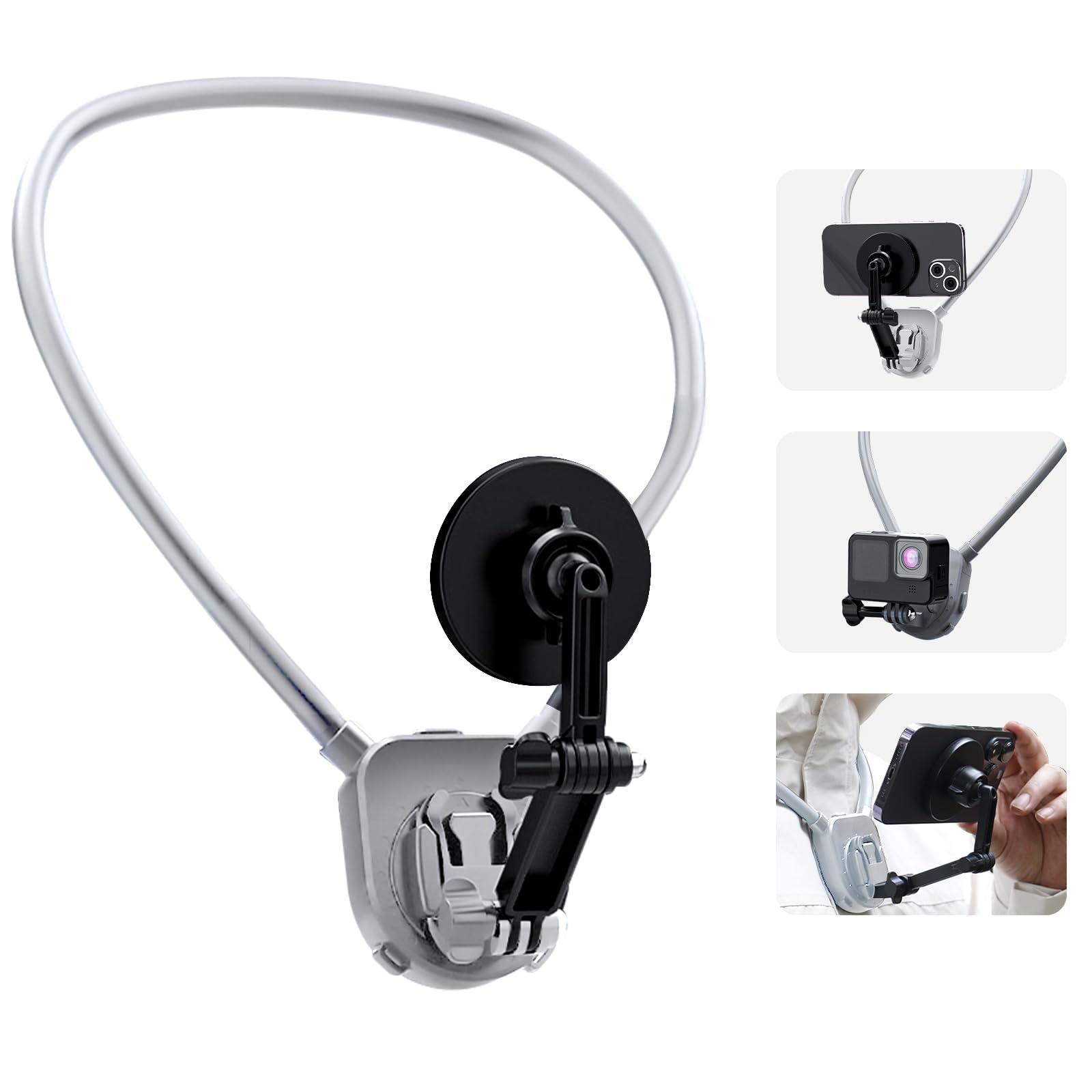 Amazon.com: Magnetic Neck Mount for Phones, Neck Holder for iPhone 15 ...
