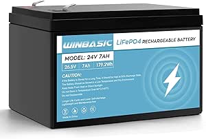 Amazon.com: 24V 7Ah LiFePO4 Battery LF8011, 25.6V 179.2Wh Deep Cycle Rechargeable Lithium Iron ...